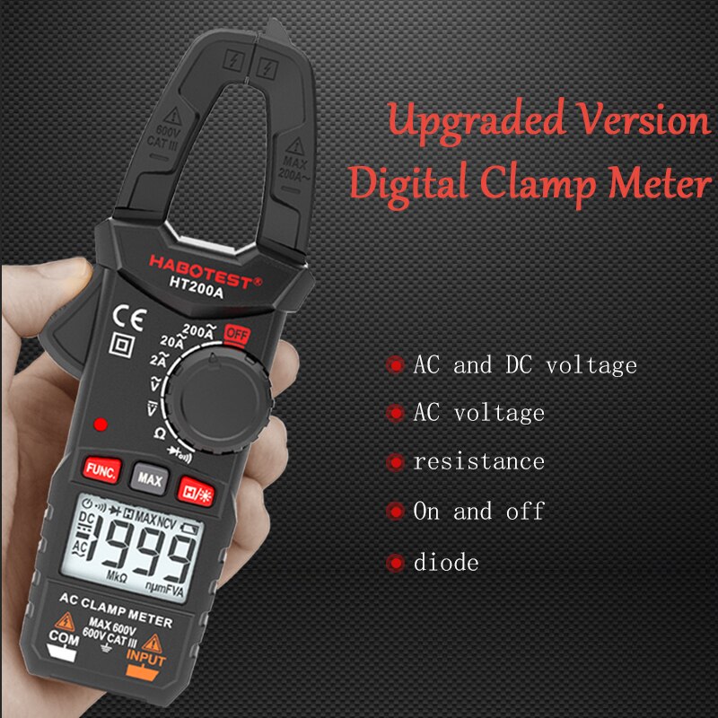 Current Clamp Digital Clamp Meter HABOTEST HT200 S... – Grandado