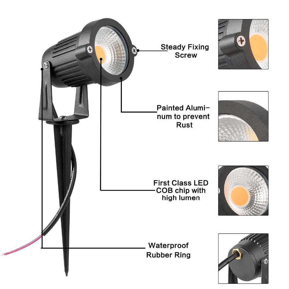 4pcs 5W LED Landscape Lights 12V Waterproof Garden... – Grandado