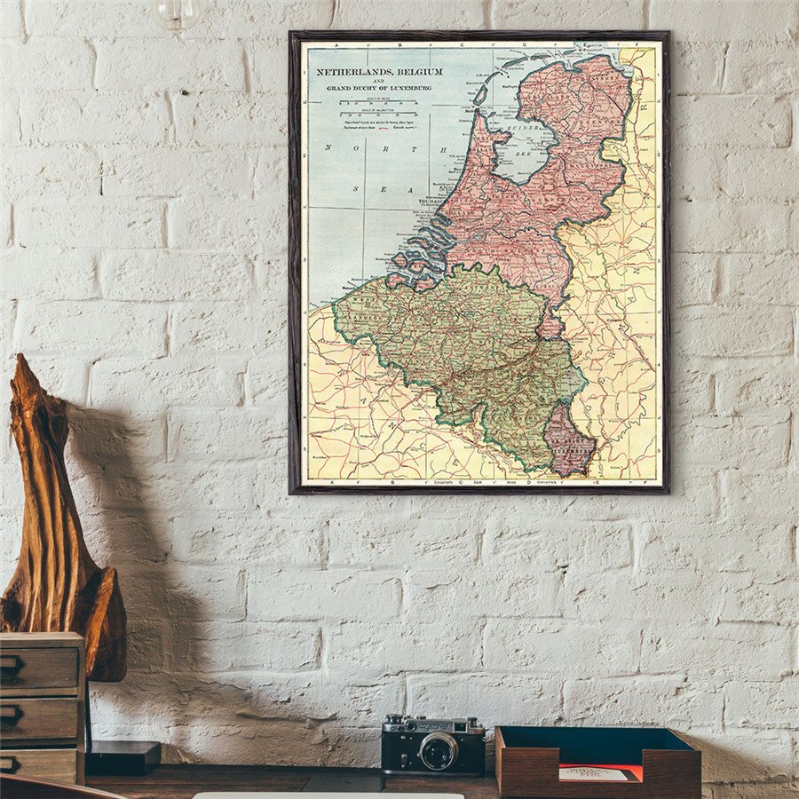 1924 Antique Netherlands Map Vintage Canvas Poster... – Grandado