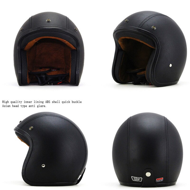 Pu Leather Helmets 3/4 Motorcycle Chopper Bike Hel... – Grandado