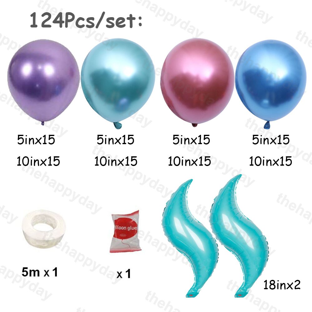 124Pcs Mermaid Tail Ballon Boog Chorme Metallic Ve... – Vicedeal