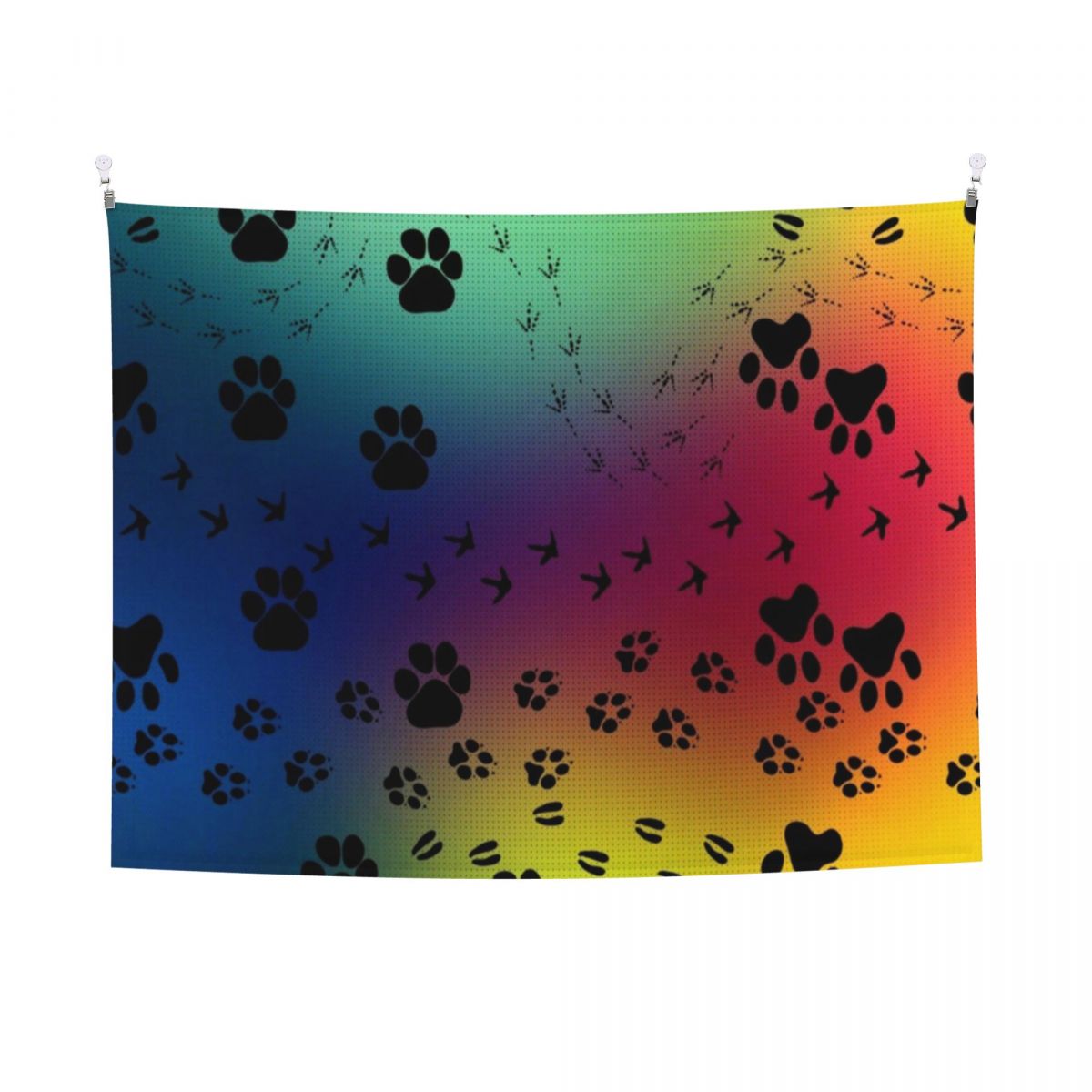 Colorful cat and dog paw prints Tapestry Wall Deco... – Grandado