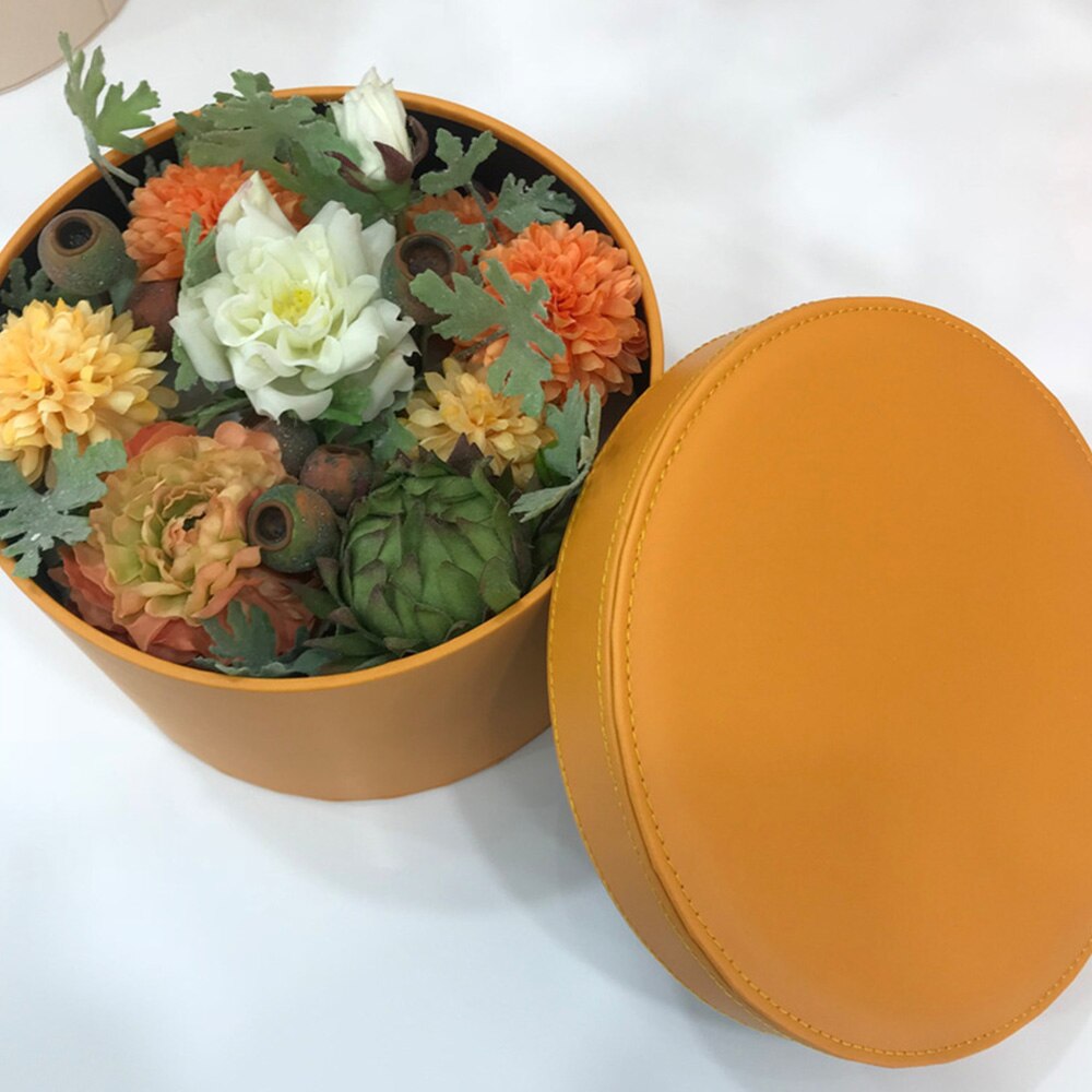 Ronde Doos Ronde Lederen Bloemen Opbergdoos Bruilo... – Grandado