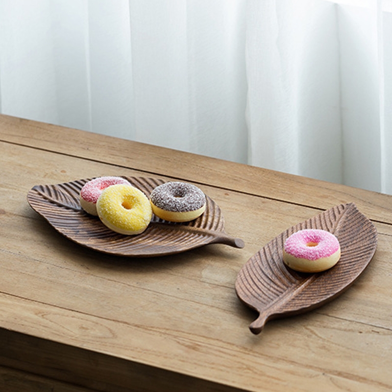 Wooden Leaf Tray Fruit Dessert Serving Tray Platte... – Vicedeal