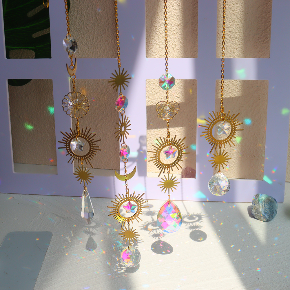 Crystal Star Hexagon Diamond Prisms Hanging Rainbo... – Grandado