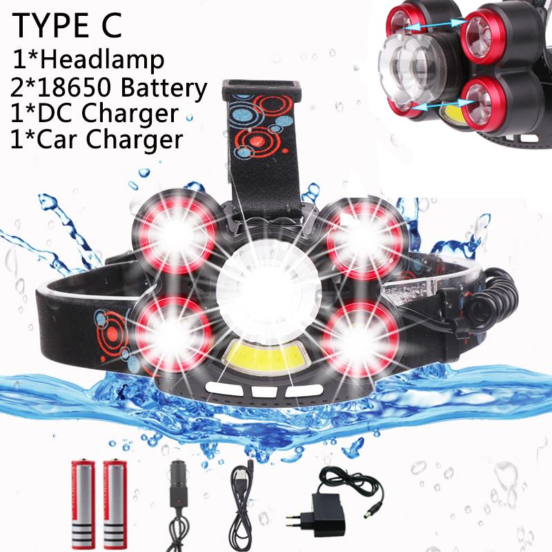 LED Koplamp T6 + COB Koplamp 5 mode Torch Hoofd La... – Grandado