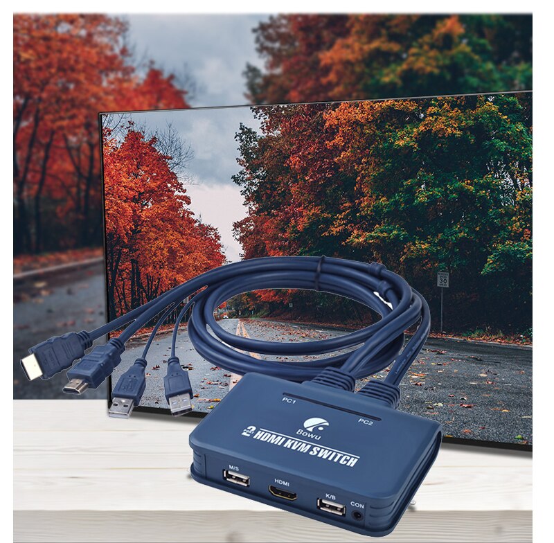 2 port HDMI KVM switch with cable 2 computers shar... – Grandado