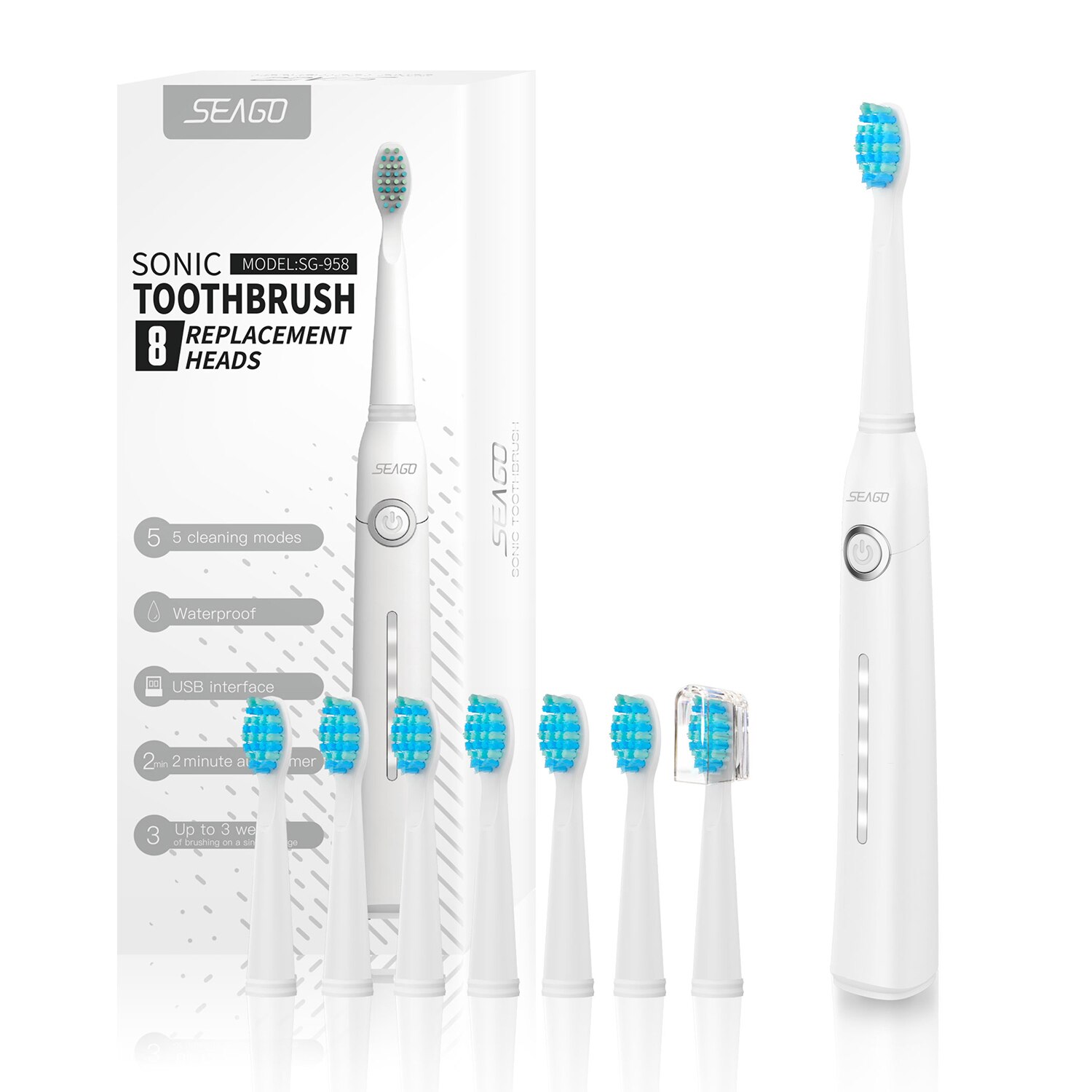 Seago Sonic Electric Toothbrush Tooth brush USB Re... – Vicedeal