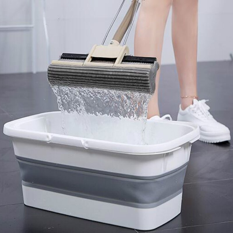 Folding mop bucket rubber cotton drain bucket port... – Vicedeal