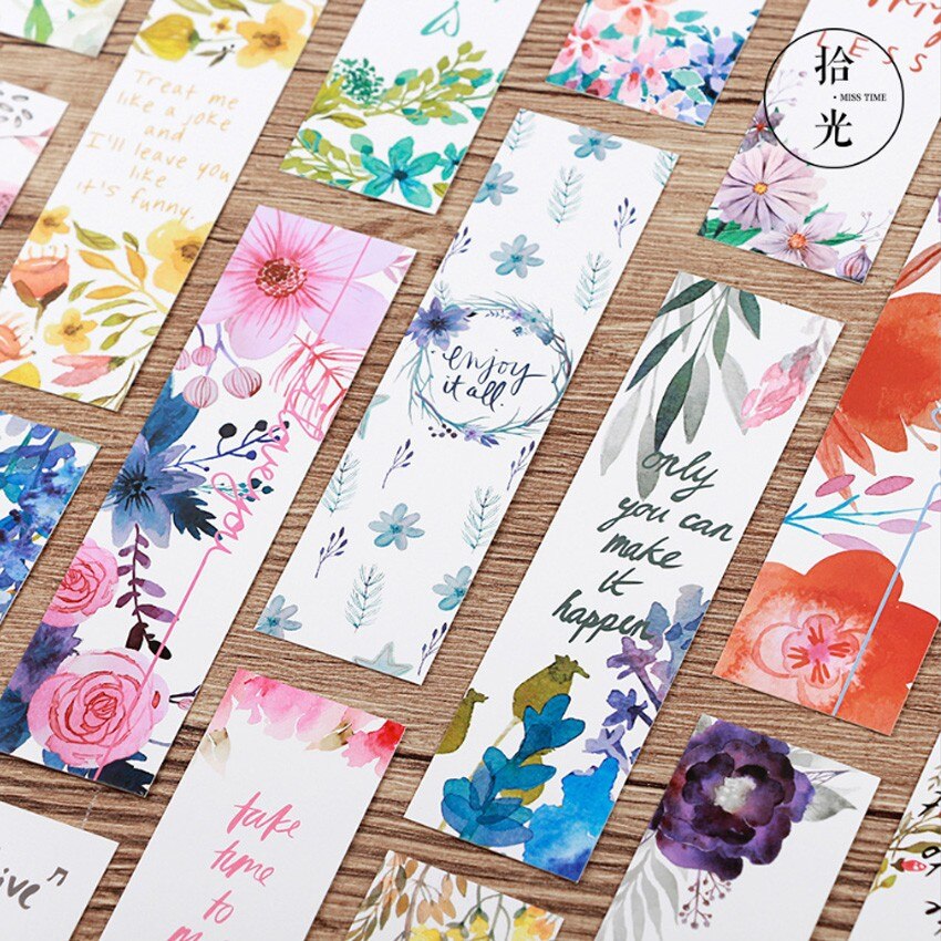 30pcs/box Beautiful Poetic Flower Paper Bookmark B... – Grandado
