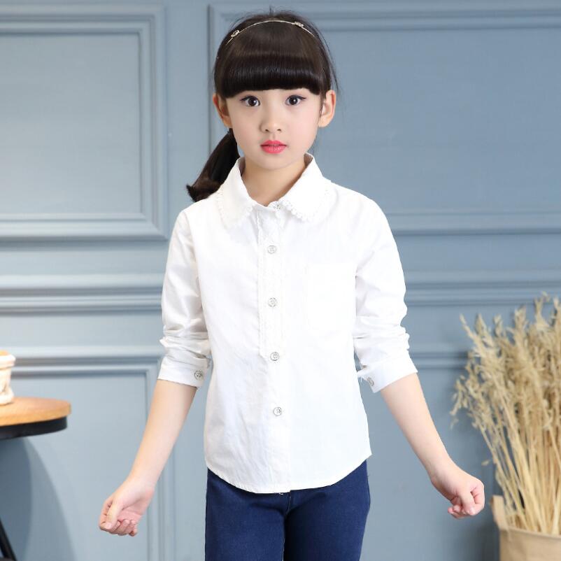 Spring Fall Kids Girls Shirts Children Shirt White... – Grandado