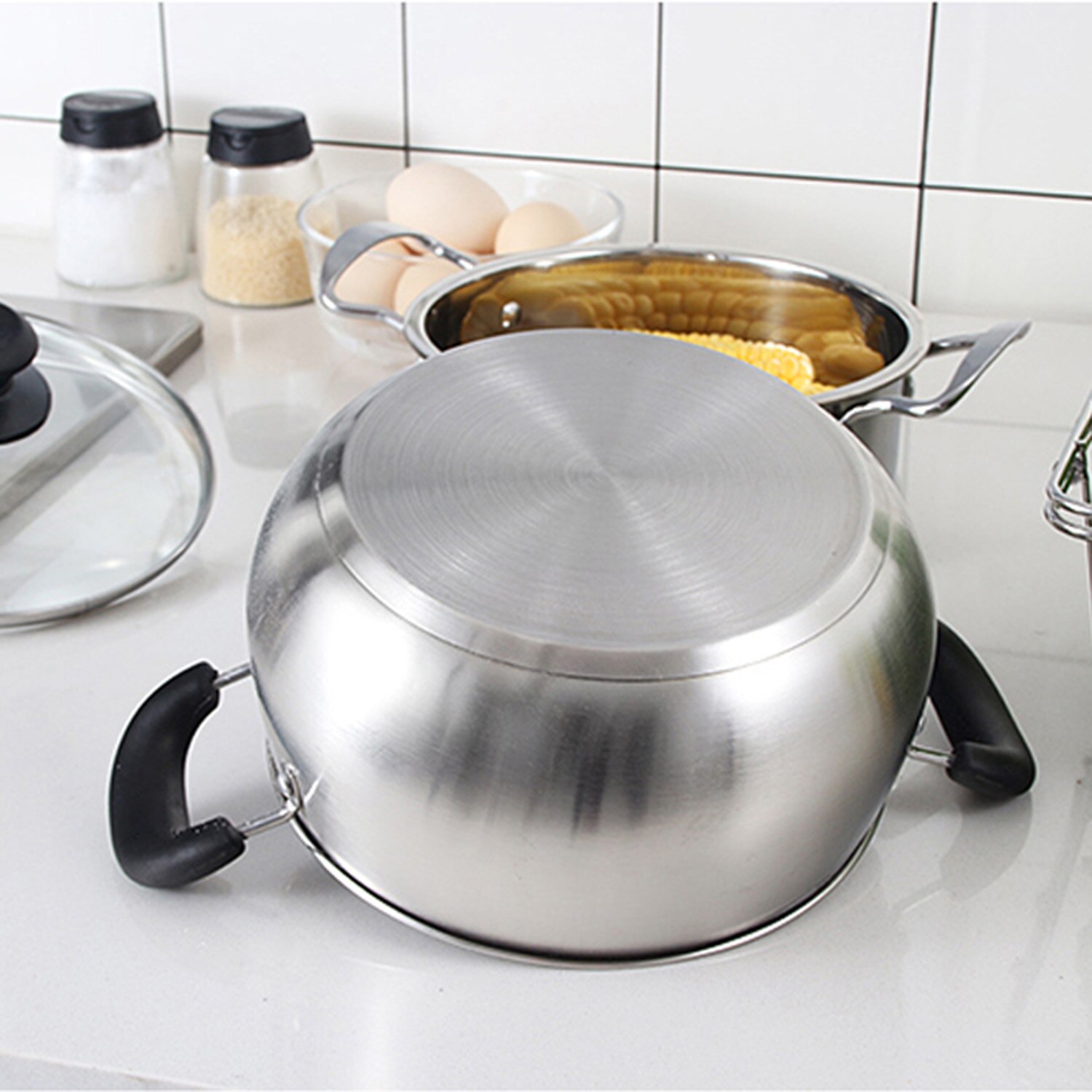 Stainless Steel Pot with Steamer Insert Glass Vent... – Vicedeal