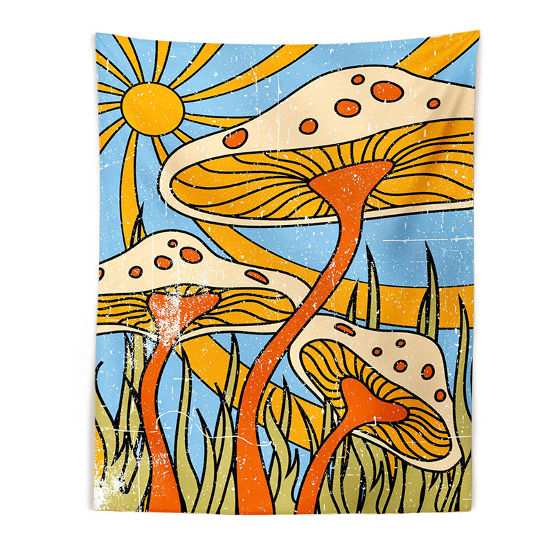 Retro 70s 60s Mushroom Tapestry Wall Hanging Never... – Grandado
