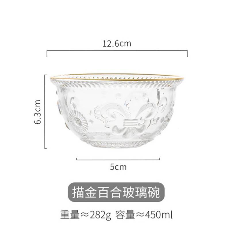 Glass Relief Oatmeal Bowl Transparent Breakfast Ce... – Vicedeal