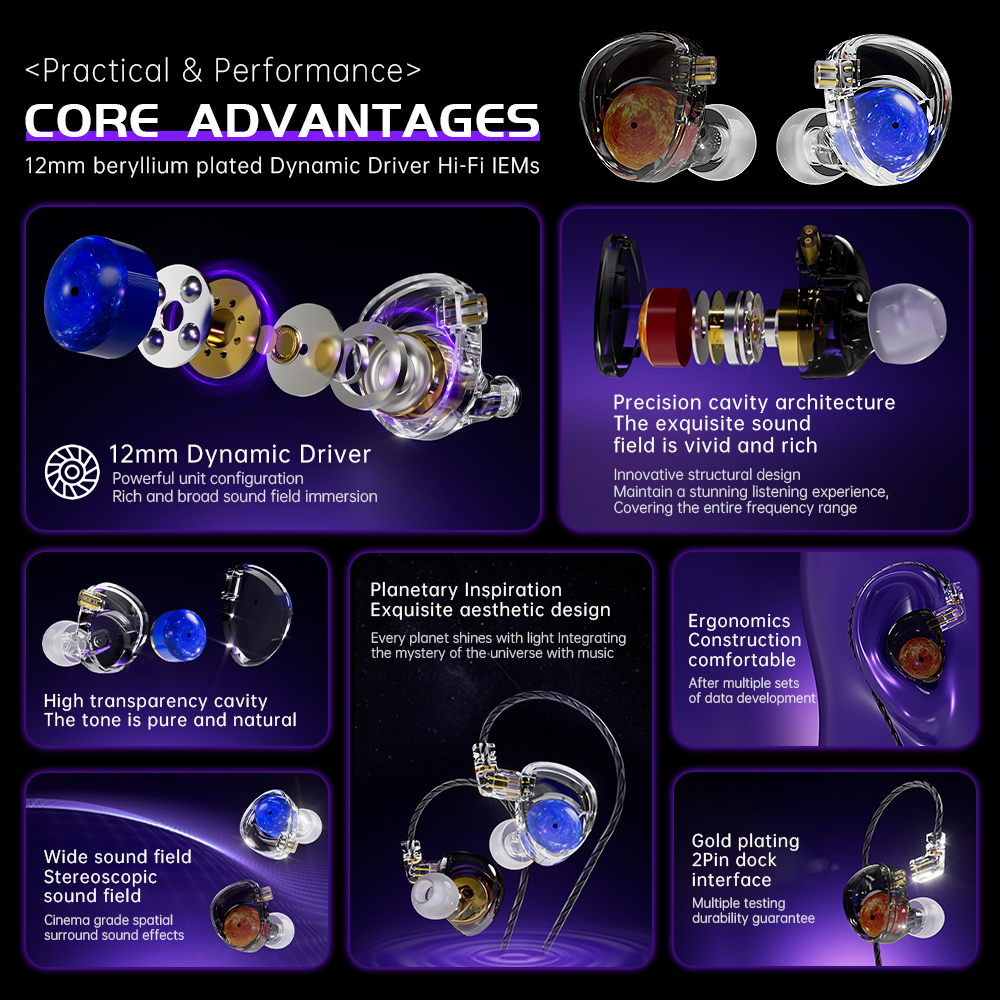 ND Planet-hoofdtelefoon Dynamic Drive HiFi-oortele... – Vicedeal