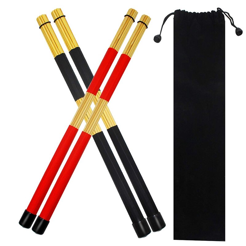 2 Pairs Drum Sticks Brushes Rods Rute Jazz Drumsti... – Grandado