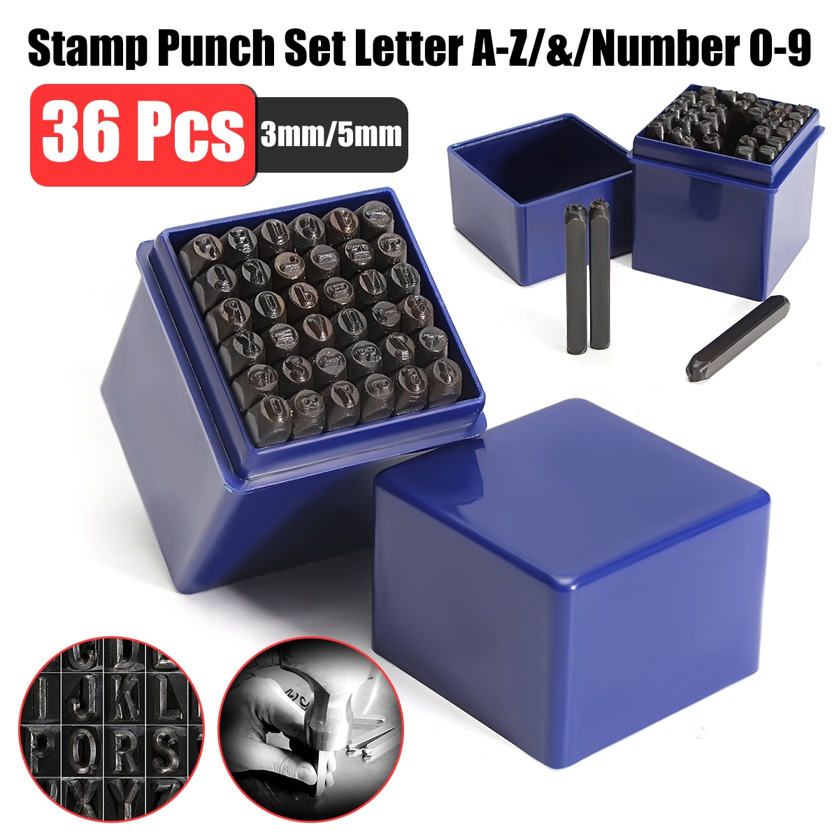 36 stk 1/8 " 3mm bogstaver og hovednummer stempel ... – Grandado