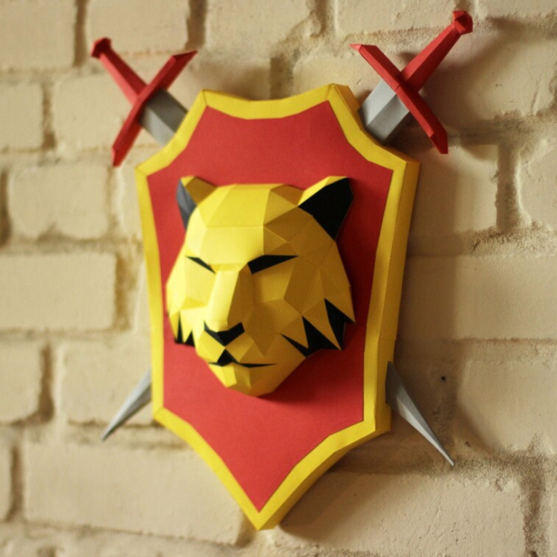 Papercraft-Escudo de tigre heraldico, trofeo de ti... – Grandado