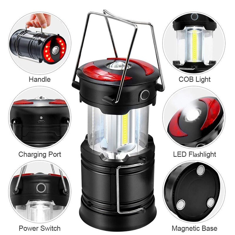 Rechargeable Led Camping Lanterns Collapsible Red ... – Grandado