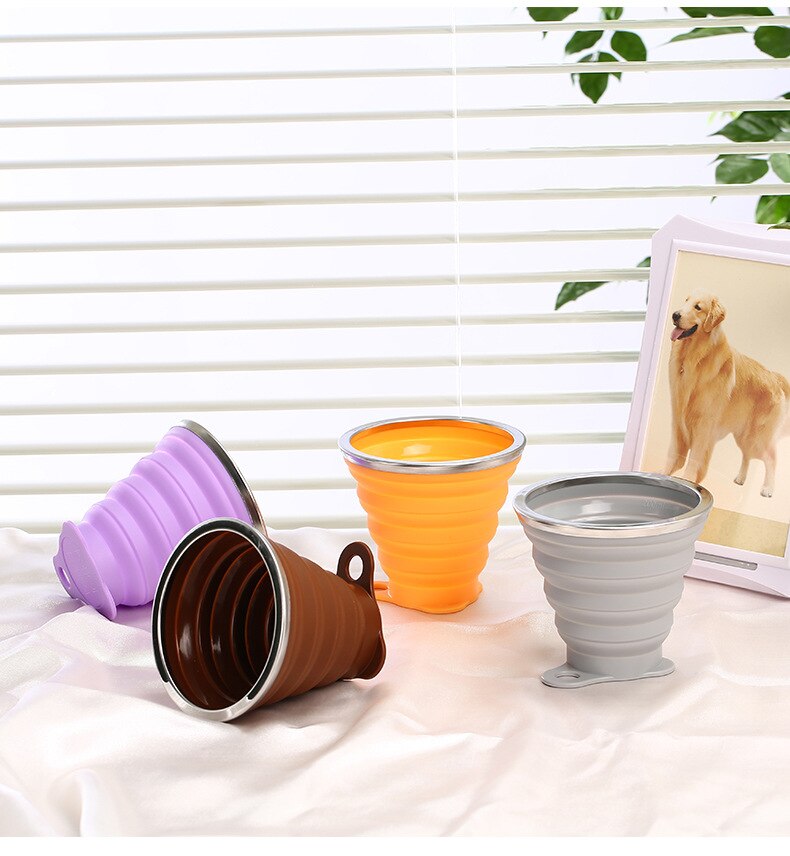 270ML Travel Cup Stainless Steel Silicone Retracta... – Grandado