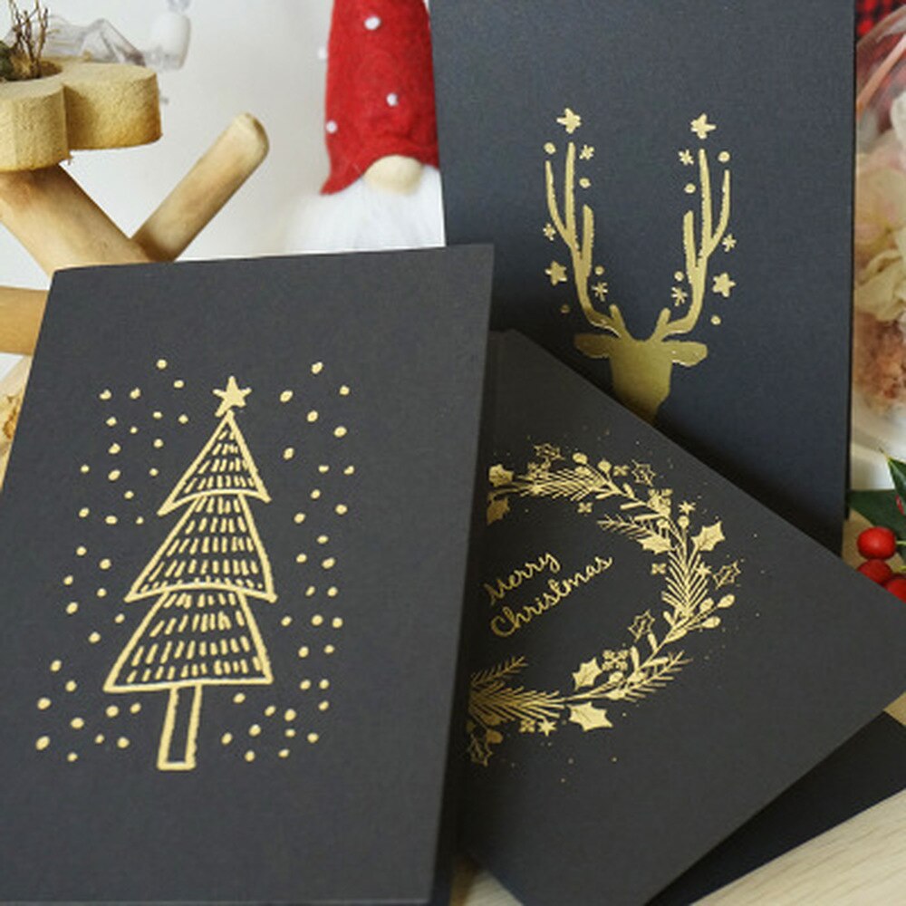 1 ensemble carte de noël wapiti carte de voeux dor... – Grandado