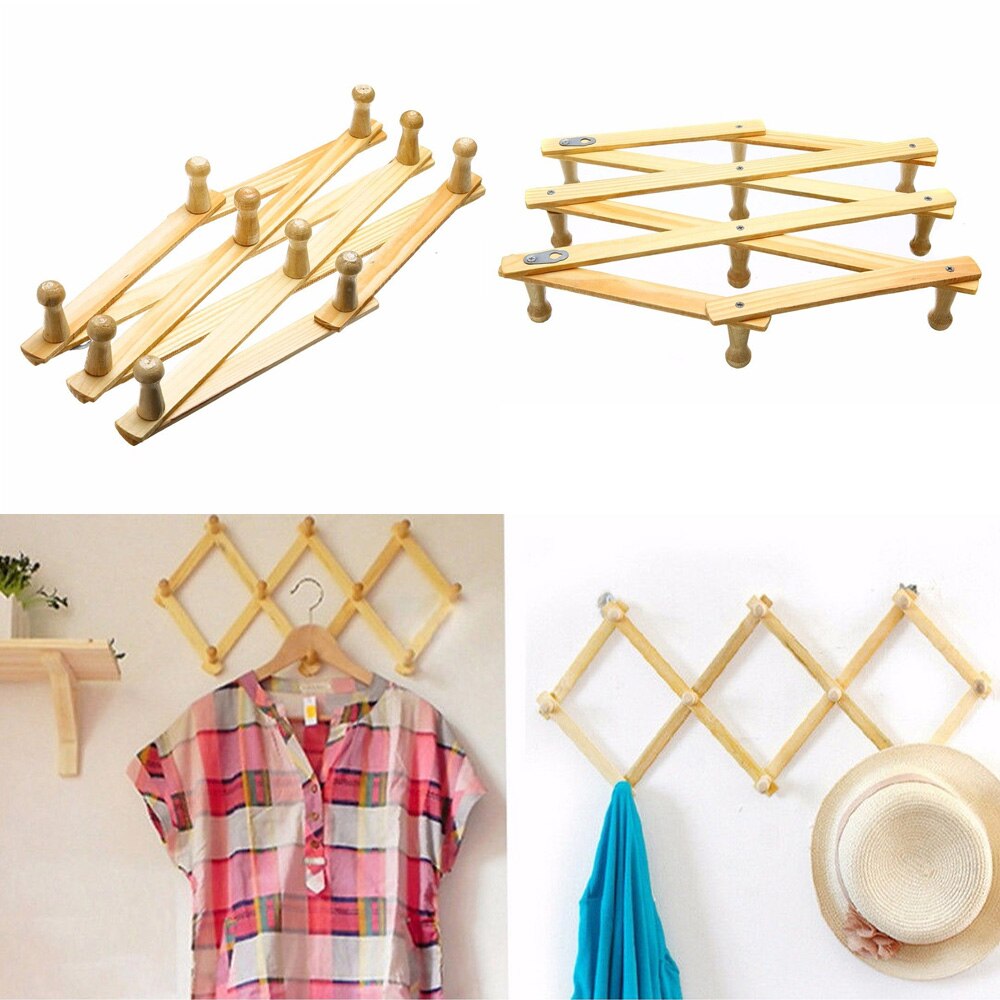 10 Head Expandable Wooden Expanding Clothes Hanger... – Grandado