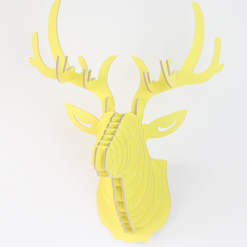 3D Deer Head Wood Statue Handicraft Assemble Sculp... – Grandado