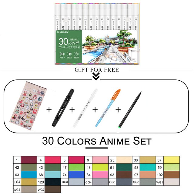 TOUCHNEW 30/40/60/80 Color Art Markers Pen with Du... – Grandado