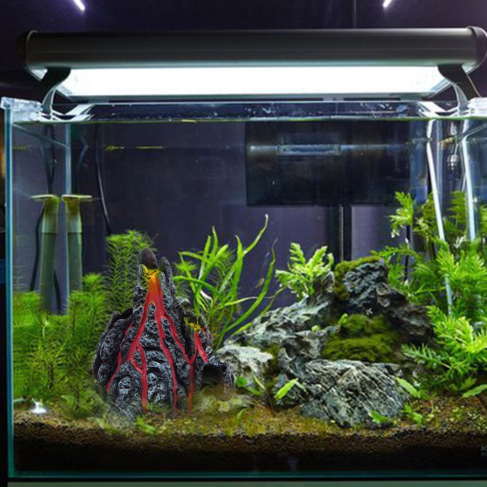 Vulkan form akvarie akvarium indretning iltpumpe l... – Vicedeal