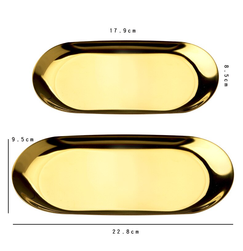 Nordic Style Gold Dining Plate Stainless Steel Des... – Grandado