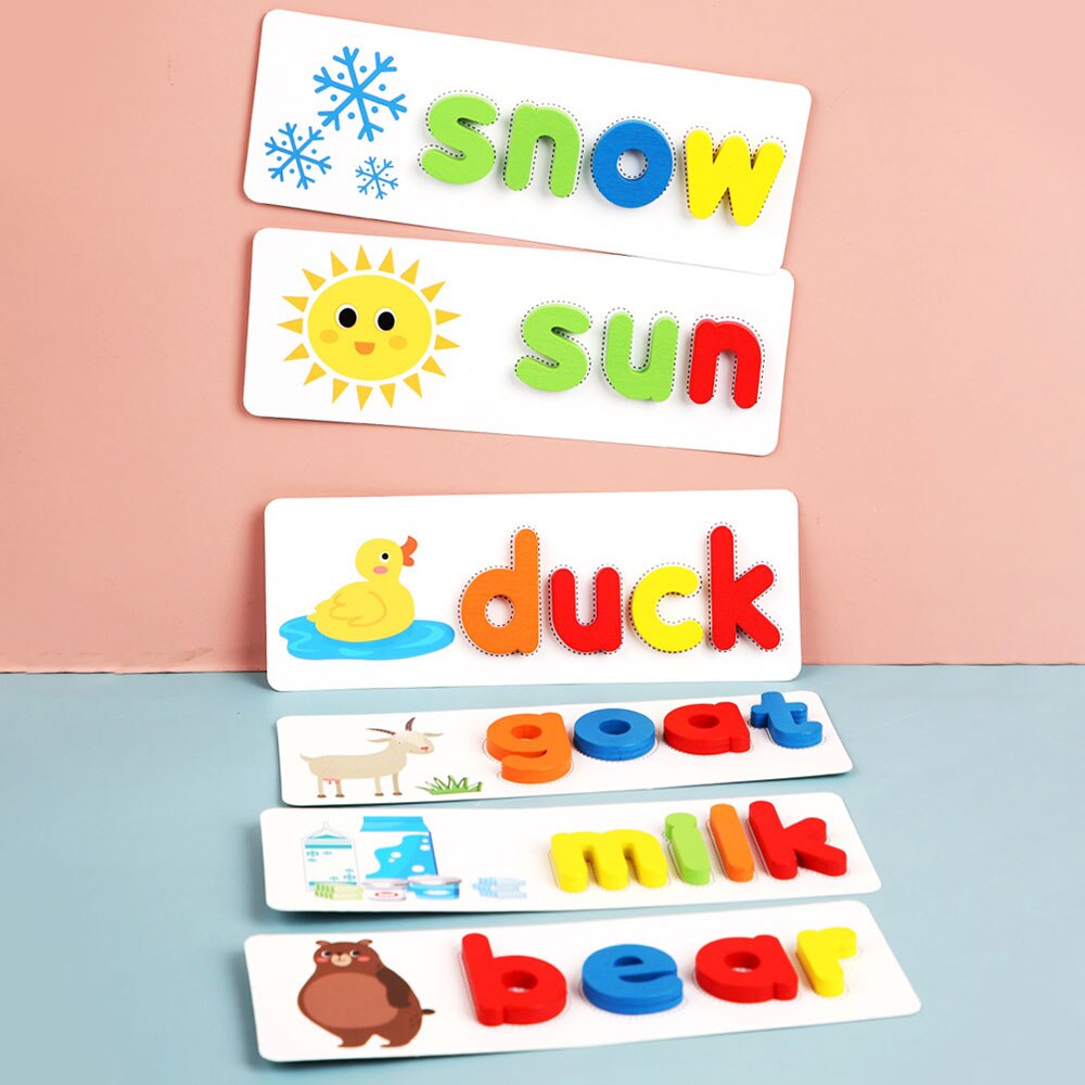 Wooden Alphabet Letter Learning Cards Set Word Spe... – Grandado