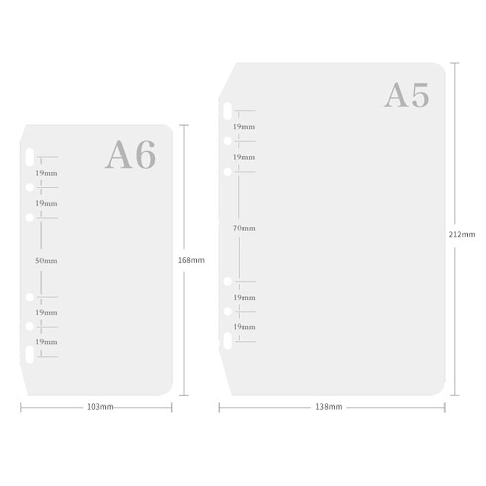 A5 A6 PP Binder Divider 6 Holes Filler Frosted Pla... – Grandado