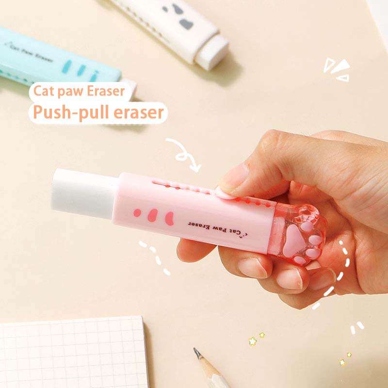 Kawaii Cute Cat Paw Pencil Eraser Push Pull Eraser... – Grandado
