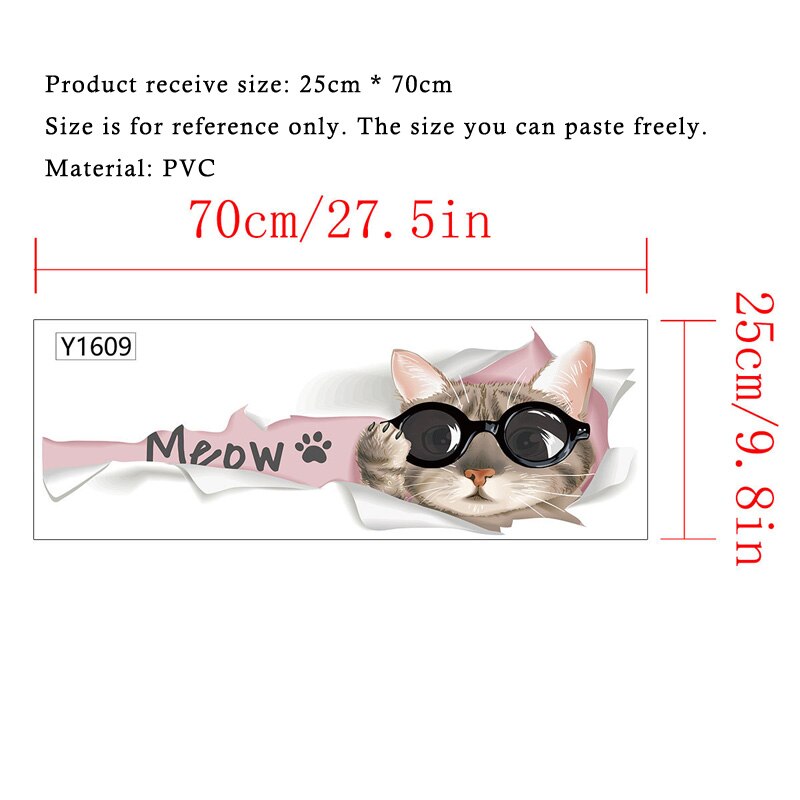 Cute Cartoon Meow cat wall sticker for living room... – Grandado