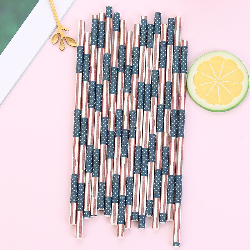 25pcs Pure pulp paper disposable straw Flower patt... – Vicedeal