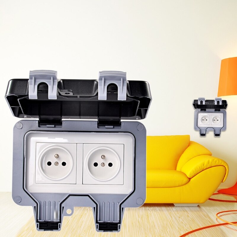External Outdoor IP66 2 Slot Wall Socket Dustproof... – Grandado