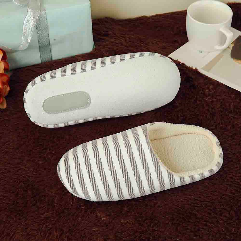 Women Men Winter HomeStriped Slipper Soft Winter W... – Grandado