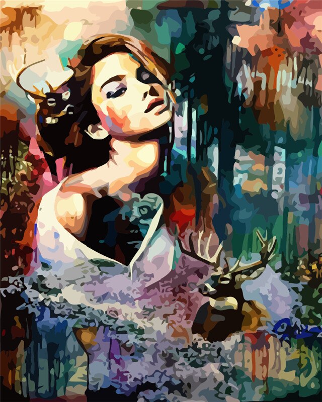 AZQSD DIY Coloring By Numbers Tiger Girl Drawing O... – Grandado