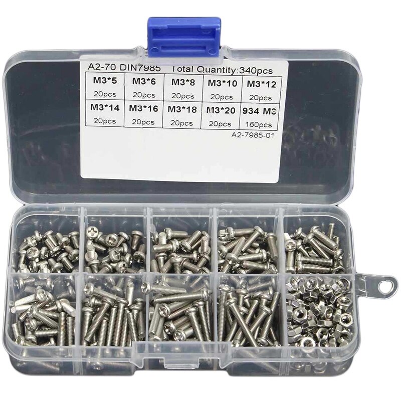 340 Pcs M3 Cross Headphone Bolt Nut 304 Stainless ... – Grandado