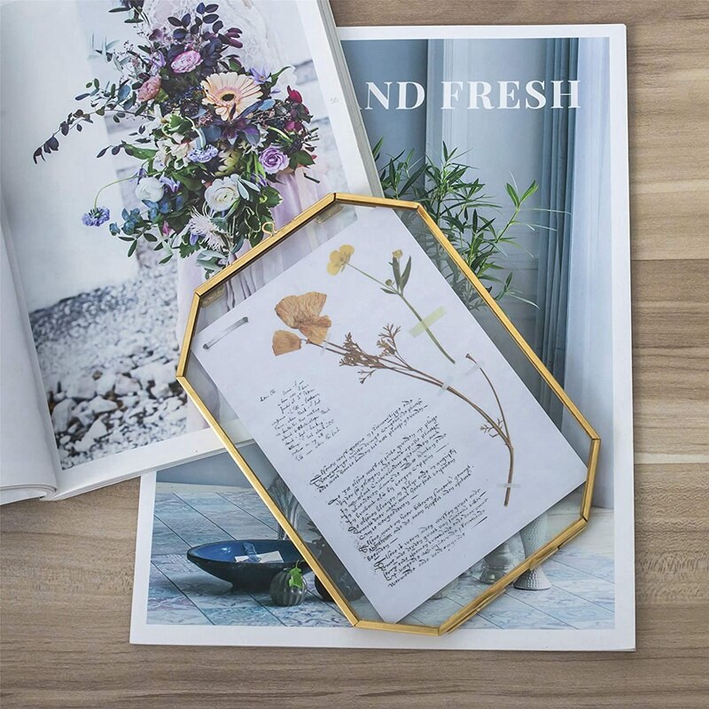 Wall-Mounted Octagonal Herb Museum Brass Glass Fra... – Grandado