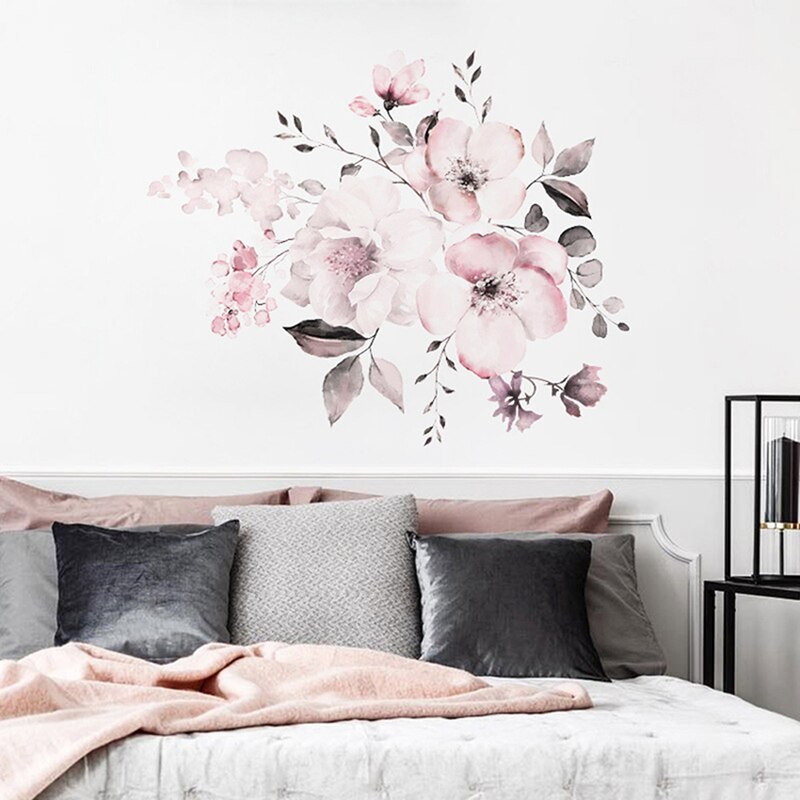 Large Pink Peony Flower Wall Stickers Romantic Flo... – Vicedeal