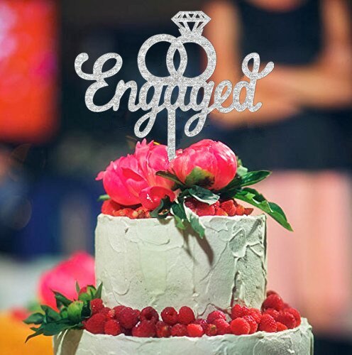 Mirror Gold " Engaged " Cake Topper for Engagement... – Vicedeal
