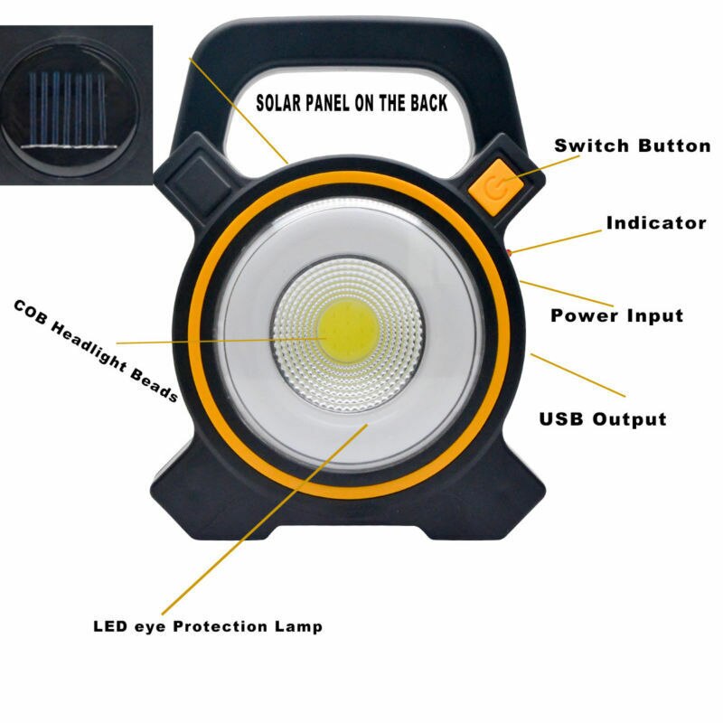 Rechargeable COB LED Flood Light 2400 Lumens Solar... – Grandado