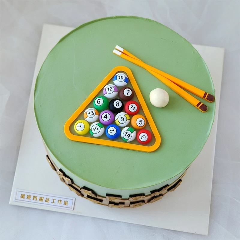 Billiards Cake Topper for boy Men Cake Soft Potter... – Grandado