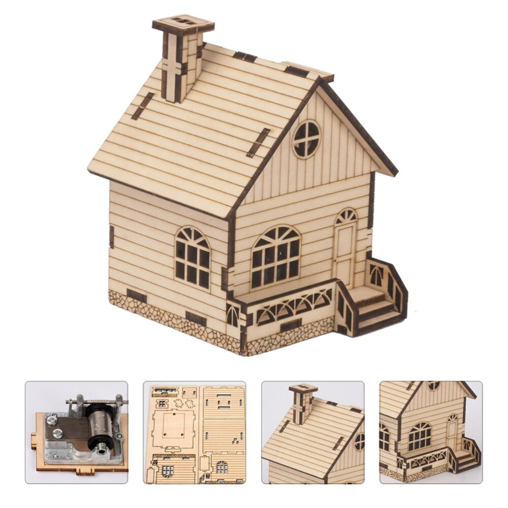 1 Set Christmas House Box Wooden DIY Crafts Box DI... – Vicedeal