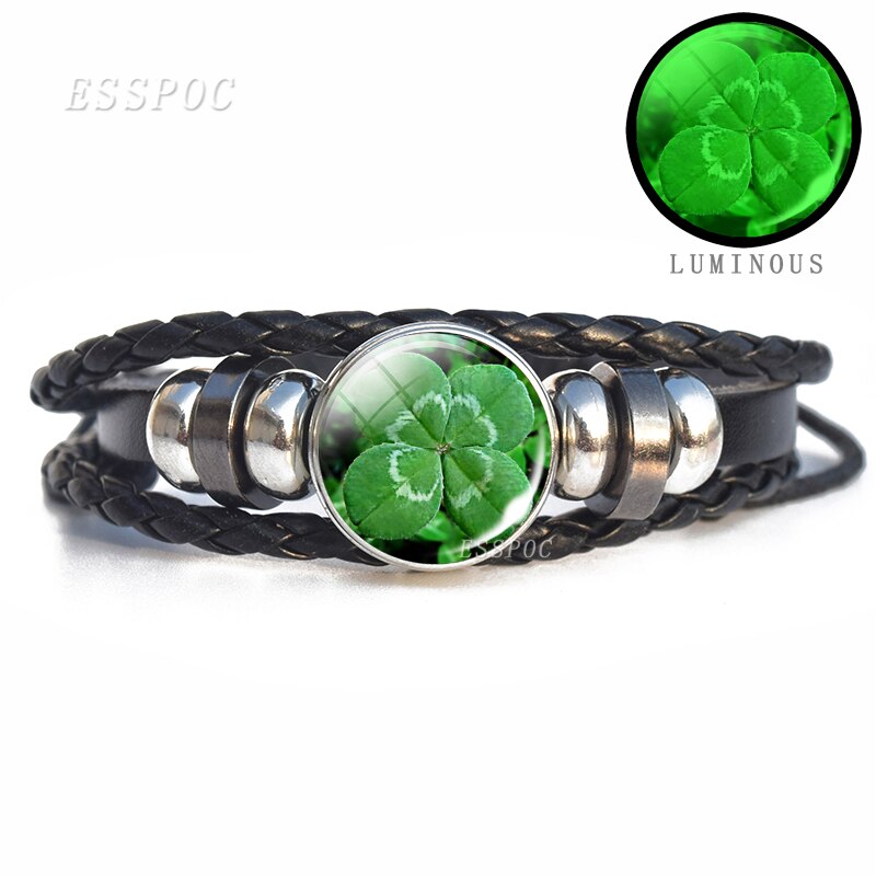 Luminous Lucky Four-Leaf Clover Bracelet Glass Cab... – Grandado