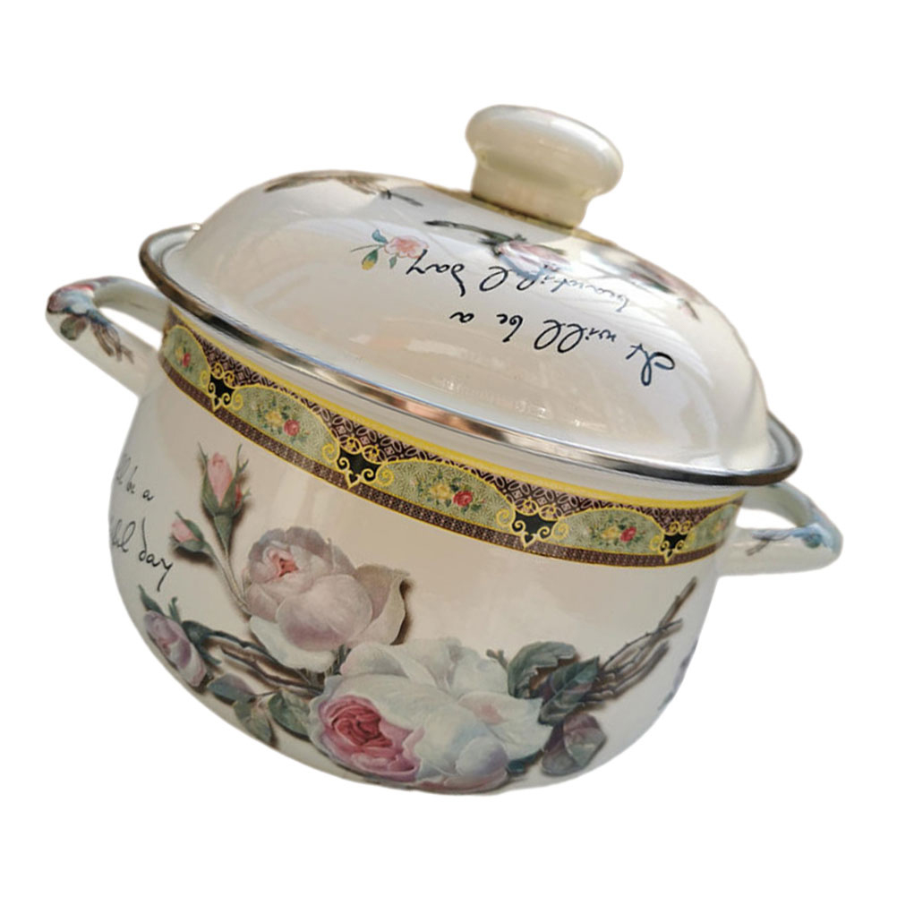 Stockpot Soup Pot Enamel Stock Pot Flat Bottom Ste... – Vicedeal