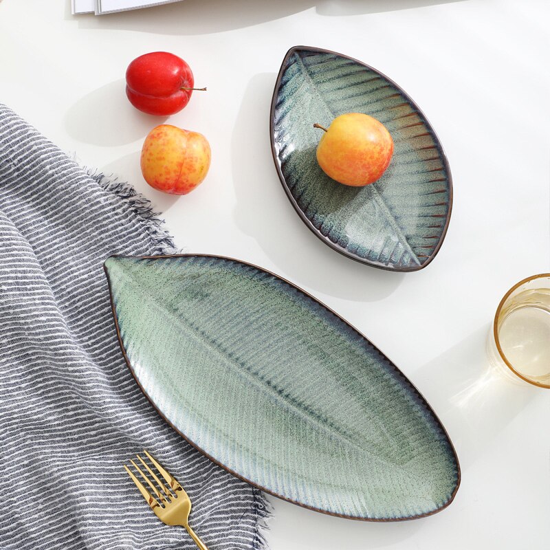 leaf-shaped sushi dish Japanese kiln change dish d... – Grandado