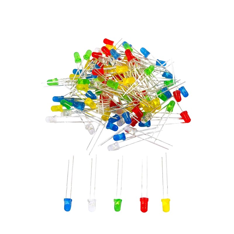 200-1000 stk 3mm ledet lysdiode rød grønn gul blå ... – Grandado