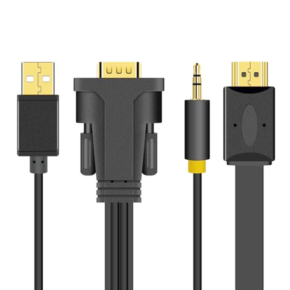 1M 1.8M 3M 5M 15Pin VGA Male met USB Voeding 3.5mm... – Grandado